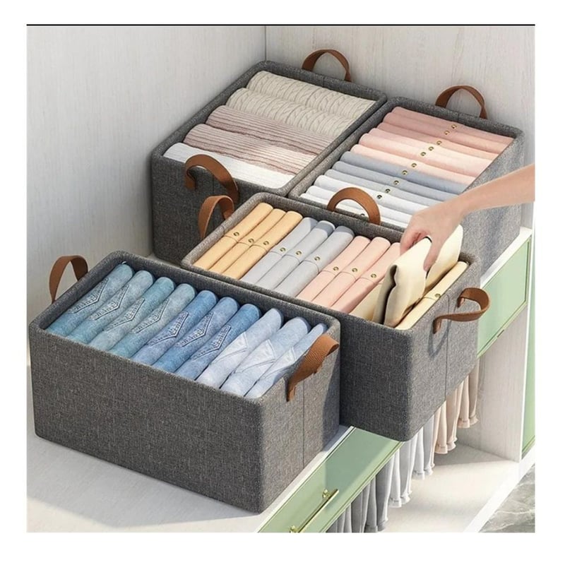 SET DE 2 CESTAS ORGANIZADORES DE ROPA PLEGABLE MULTIUSOS GRIS GENERICO ...