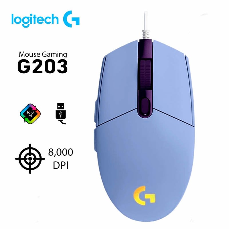 MOUSE LOGITECH G203 - LILA LOGITECH | falabella.com