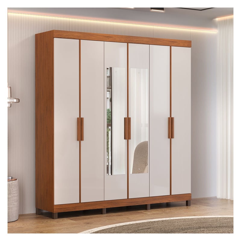 ROPERO 6P 2C CON ESPEJO VALENCIA OFF WHITE PAZART MUEBLES | falabella.com