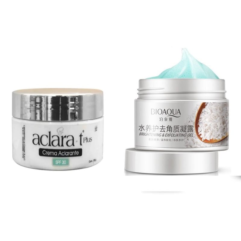 Crema Aclarante con filtro Solar y GEL EXFOLIANTE HIDRONUTRITIVO DE ...