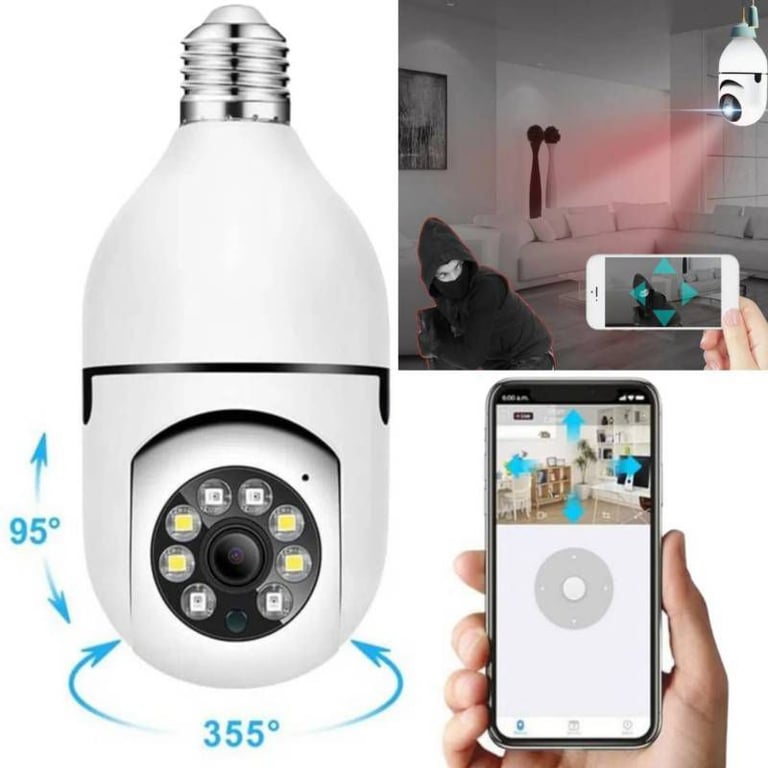 Camara Seguridad Foco Visión Nocturna 360° Visión Celular IP GENERICO ...