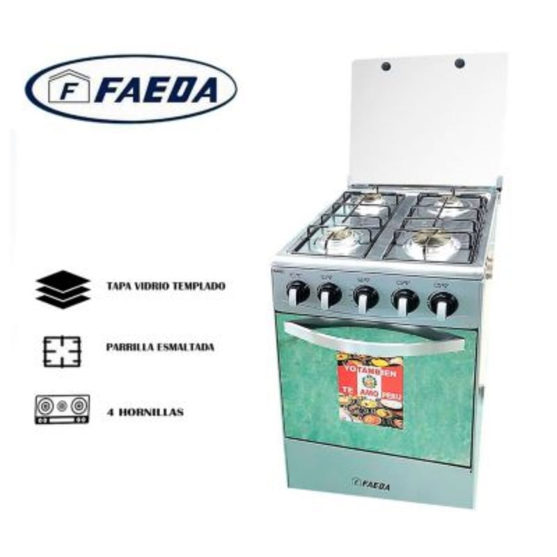 Cocina Faeda Con Tapa de Vidrio y Horno 4H Paris FAEDA | falabella.com