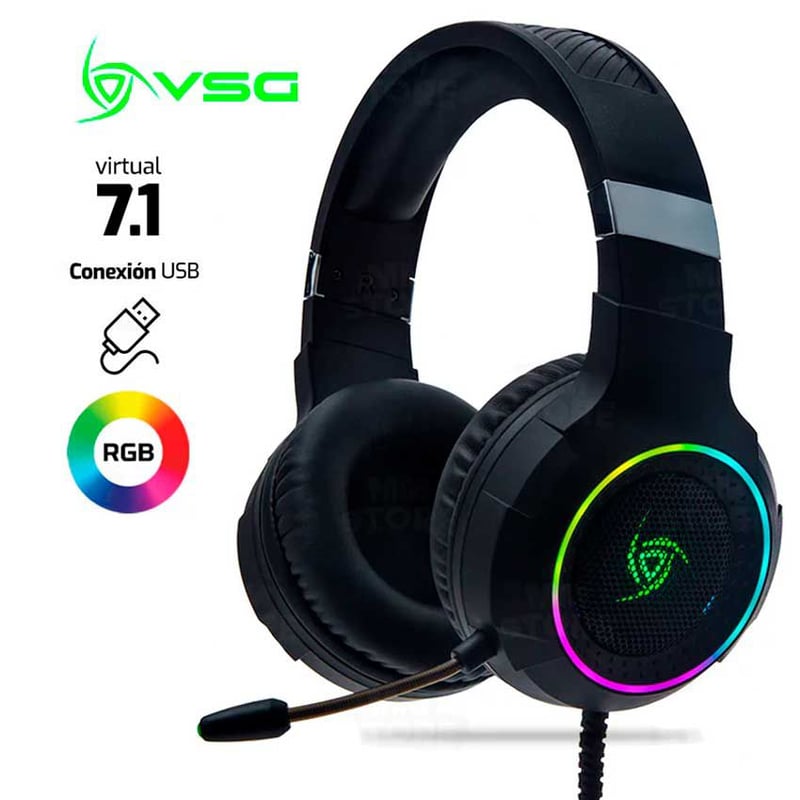 Audífono Gamer VSG Shake Sonido 7.1 Virtual USB Luz RGB - Negro VSG ...