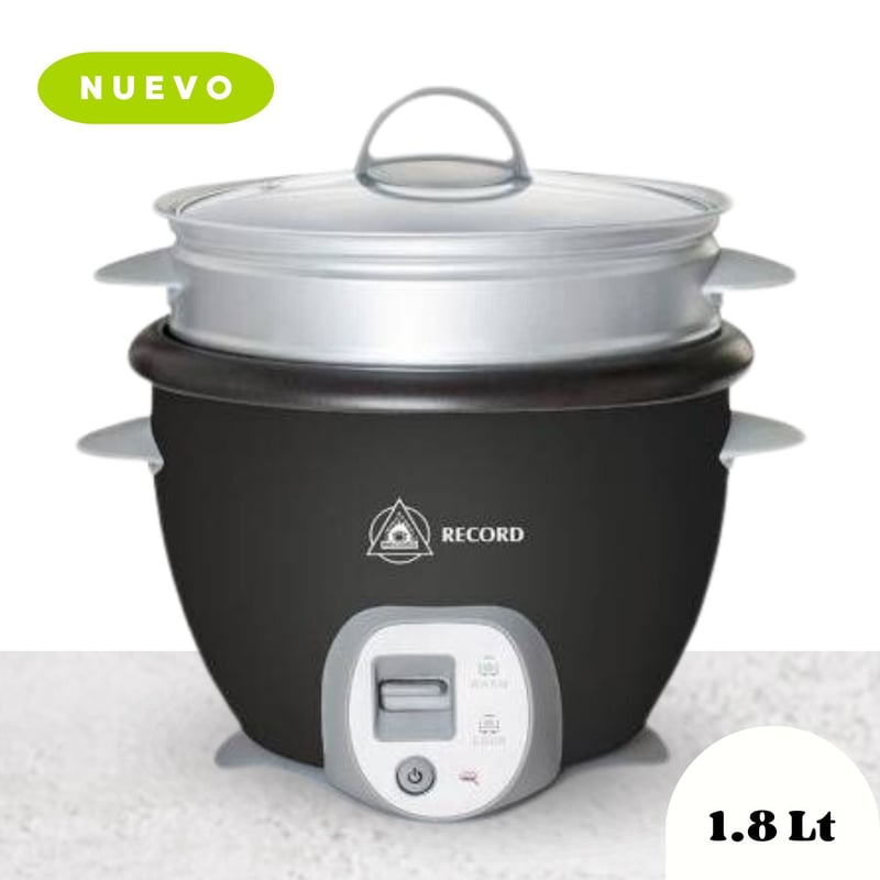 Olla arrocera record 1.8 litros rec-clones101 tapa de vidrio, negro ...