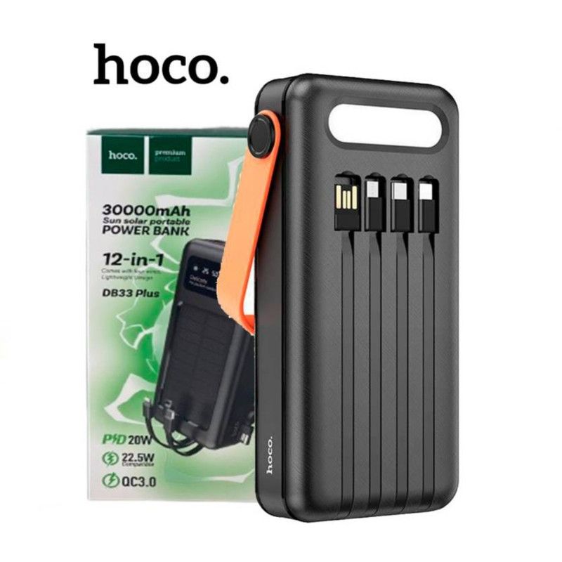 Power Bank Solar Hoco 30000mAh Con Linterna DB33 Plus - Negro HOCO ...