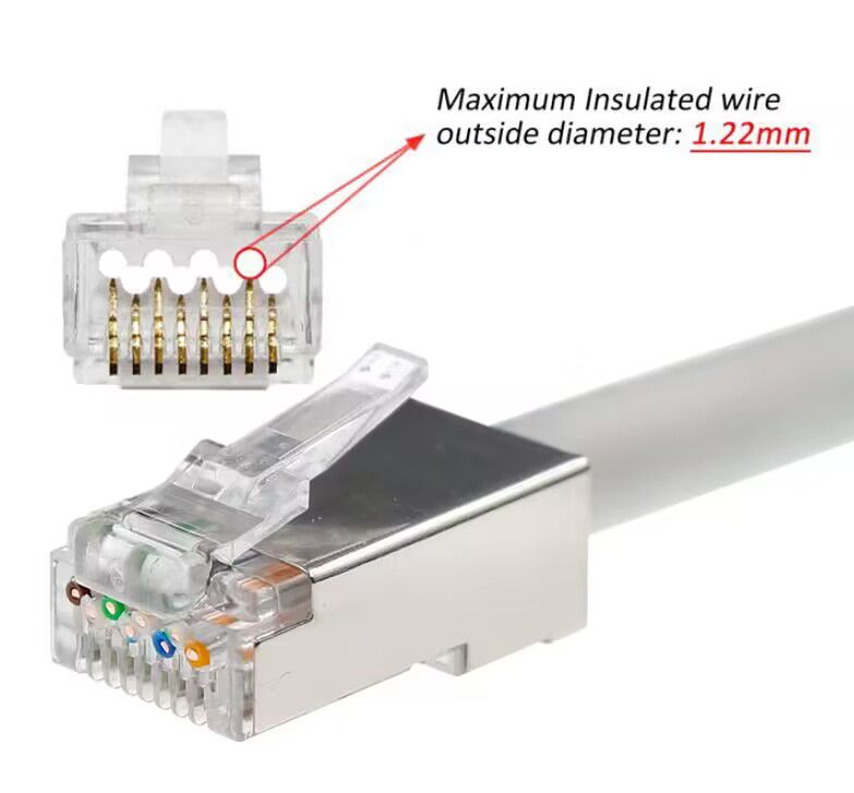 CONECTOR BLINDADO RJ45 CAT6 PASS THROUNGH PAQUETE DE 100 UNIDADES OEM ...