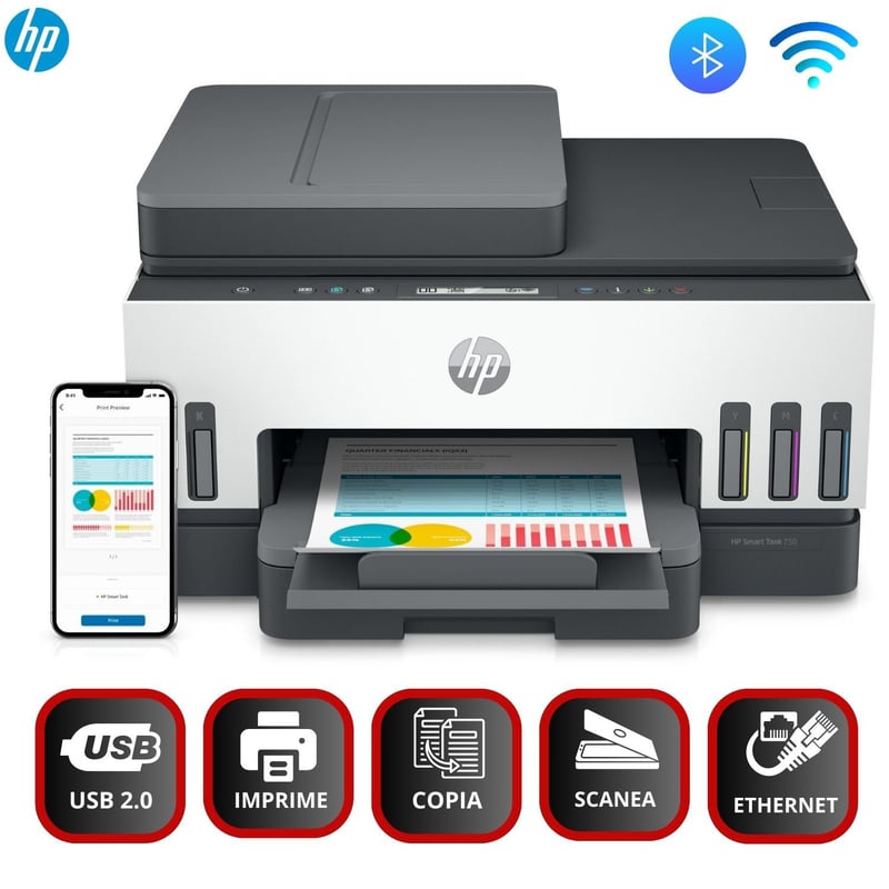 Impresora Multifuncional HP SMART TANK 750 WIFI HP | falabella.com