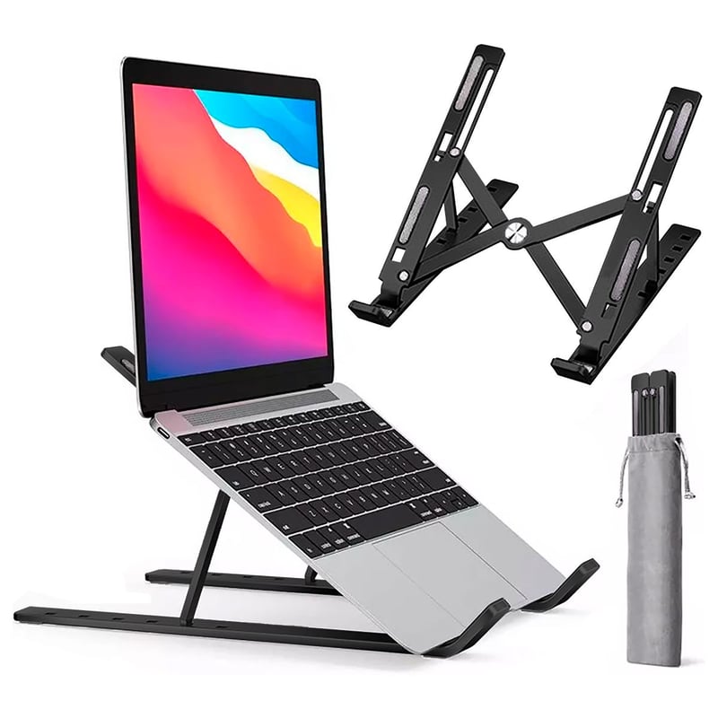 Soporte Aluminio Plegable Laptop Premium Portatil Multifuncion Negro ...