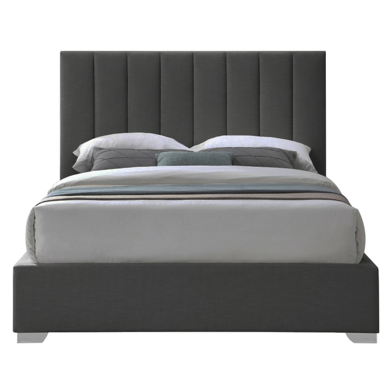 Cama Tapizada Listón Clavel Gris Oscuro 2 Plazas GENERICO | falabella.com