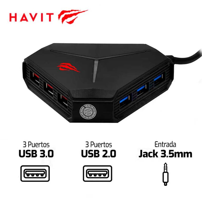 Hub USB HAVIT H95 3.0 2.0 Jack 3.5mm Lector TF/SD 6 Puertos HAVIT ...