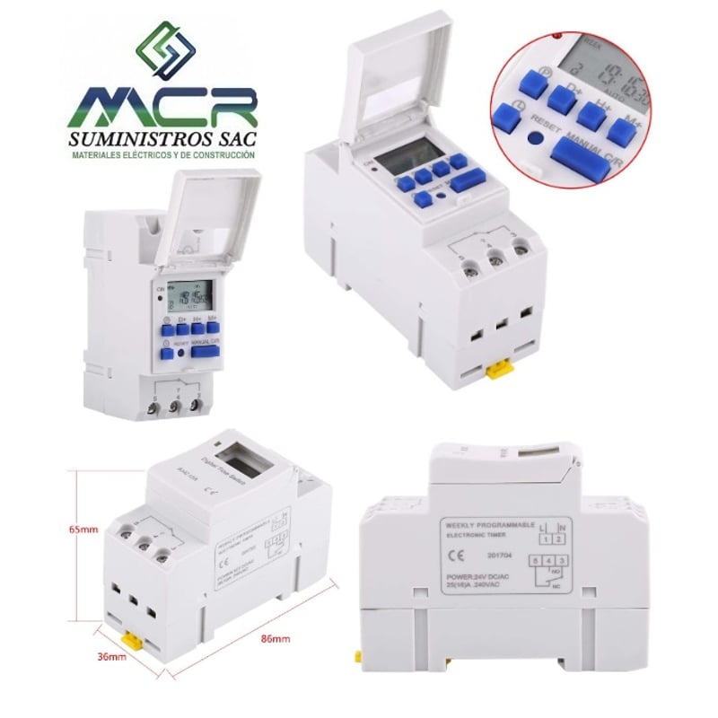 Temporizador Digital con Horario Programable diario y semanal 24V ...
