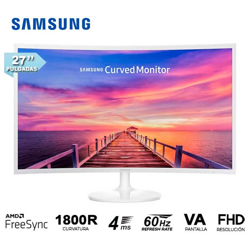 Monitor Samsung Curvo LC27F391FHNXZA FHD HDMI / VGA 27 Pulgadas Blanco ...