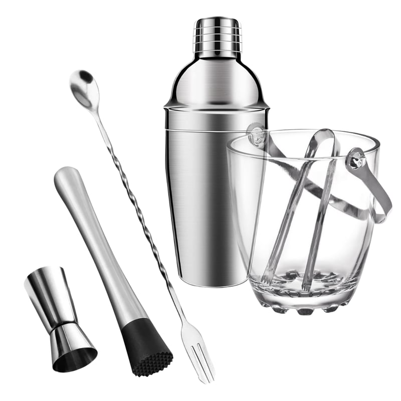 Kit de Bar Coctelería Hielera Mortero Coctelera Cuchara y Onzera HYGGE ...