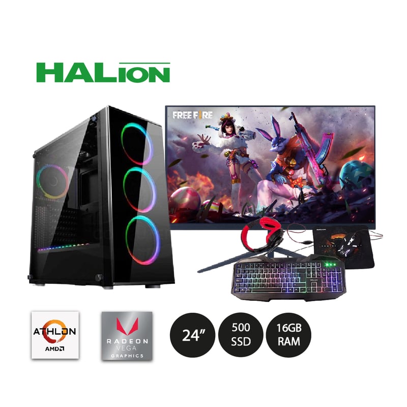 COMPUTADORA ATHLON 3000G 16GB 500GB SSD COOLMARK MIRAGE 450W MONITOR 24″ HALION | falabella.com