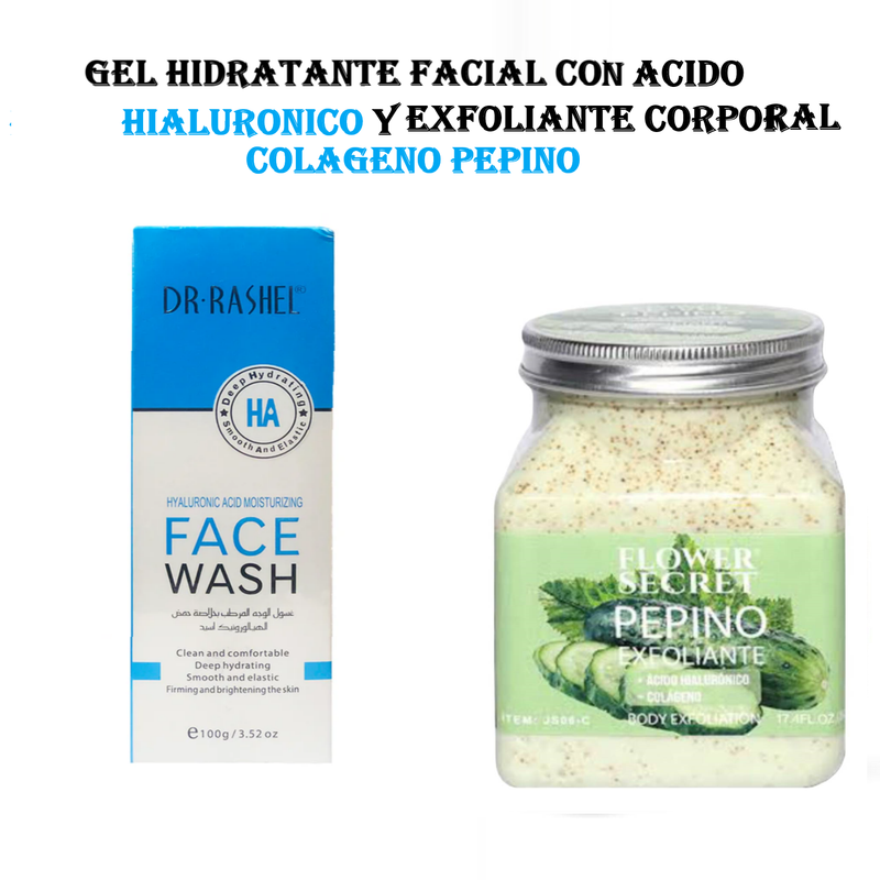 Gel Hidratante Facial Ácido Hialurónico Y EXFOLIANTE CORPORAL PEPINO BIOAQUA | falabella.com