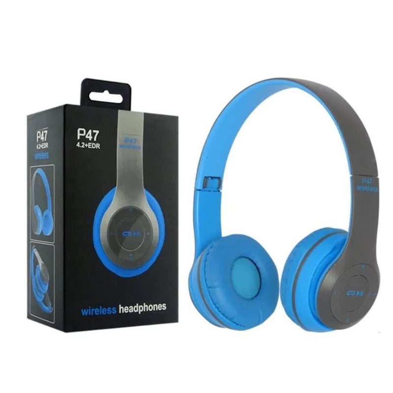 AUDÍFONOS INALÁMBRICOS P47 BLUETOOTH 5.0 AZUL GENERICO | falabella.com
