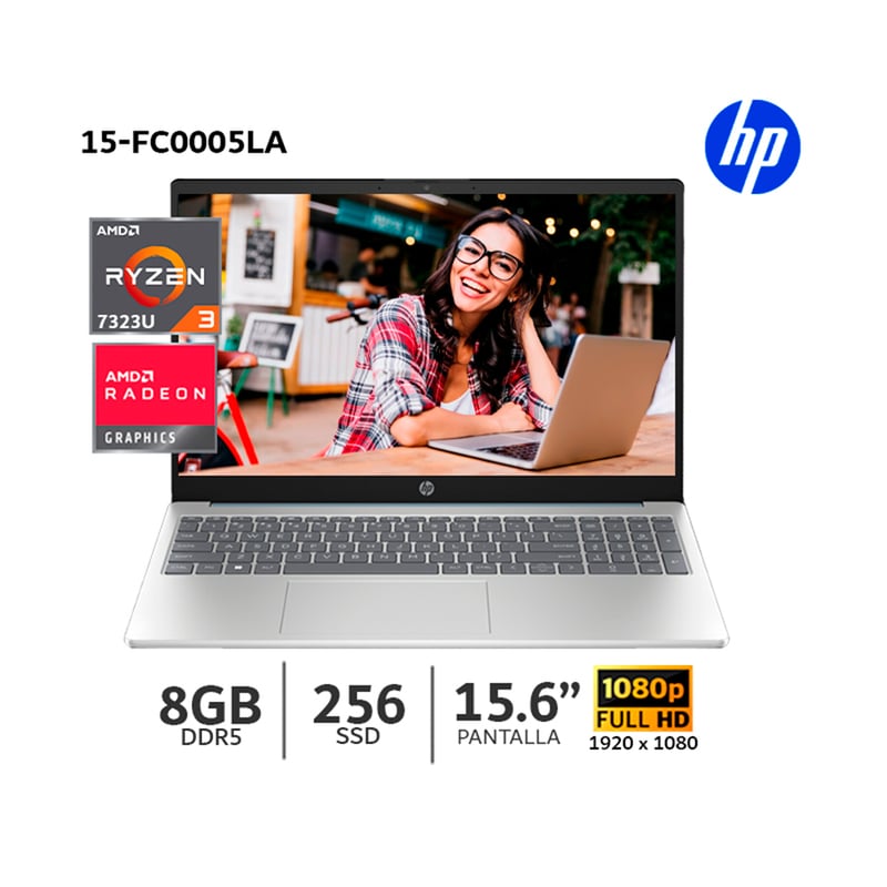 Laptop HP 15-FC0005LA AMD Ryzen 3 7320U 8Gb Ram 256Gb SSD 156” FHD Wind ...