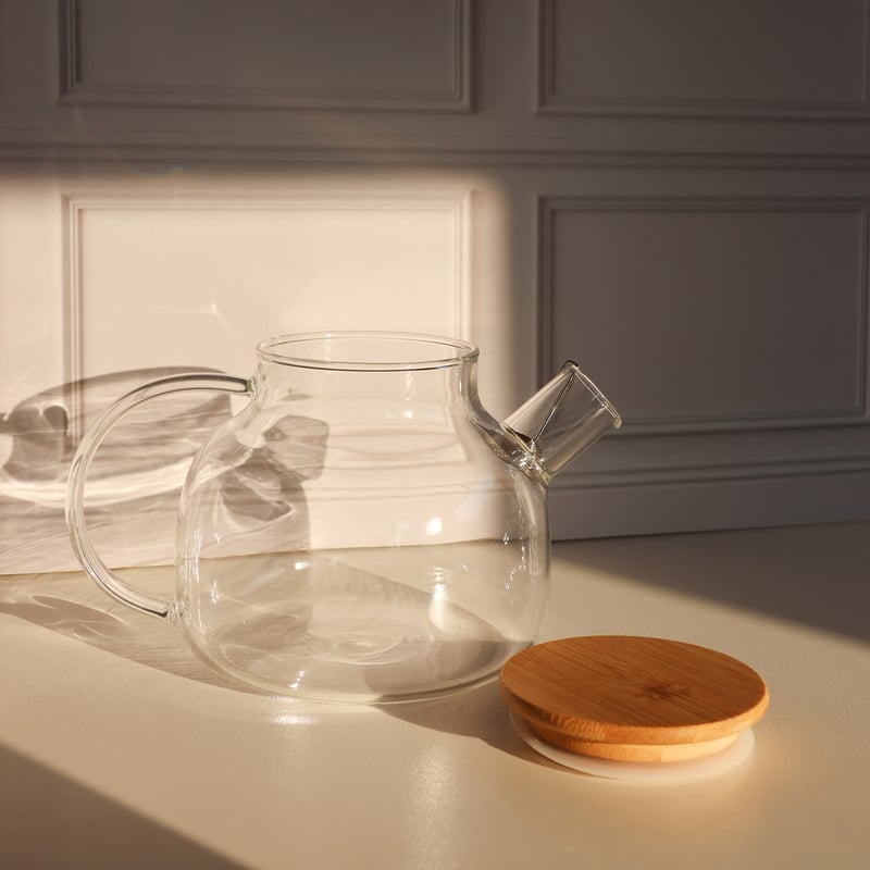 Tetera de Vidrio 1L con Filtro y Tapa de Bambú DELIGLASS | falabella.com