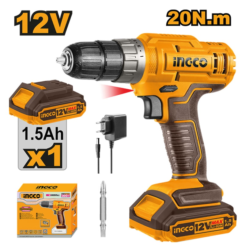 Taladro Atornillador Inalámbrico INGCO 12V CDLI1218 INGCO TOOLS ...