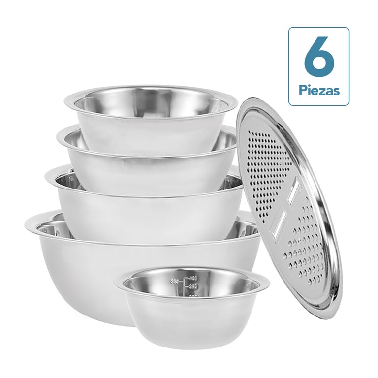 Set de Bowls 6 Piezas con Rallador para Cocina de Acero F34 KELLER ...