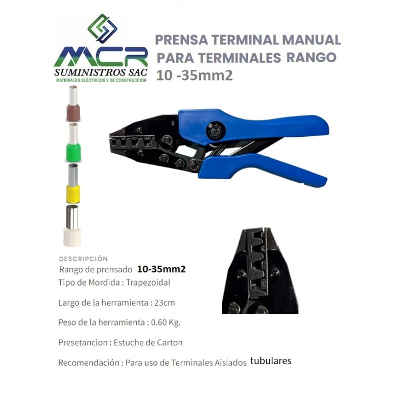 PRENSA TERMINAL MANUAL PIN O TUBULAR DESDE 10MM2 HASTA 35MM2 GENERICO ...