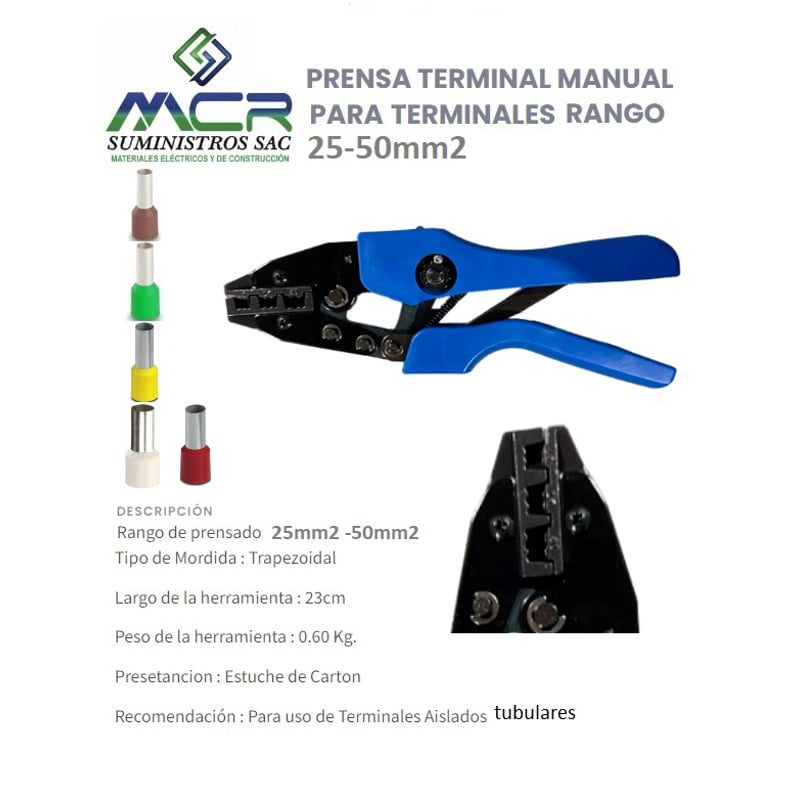 PRENSA TERMINAL MANUAL PIN O TUBULAR DESDE 25MM2 HASTA 50MM2 GENERICO ...