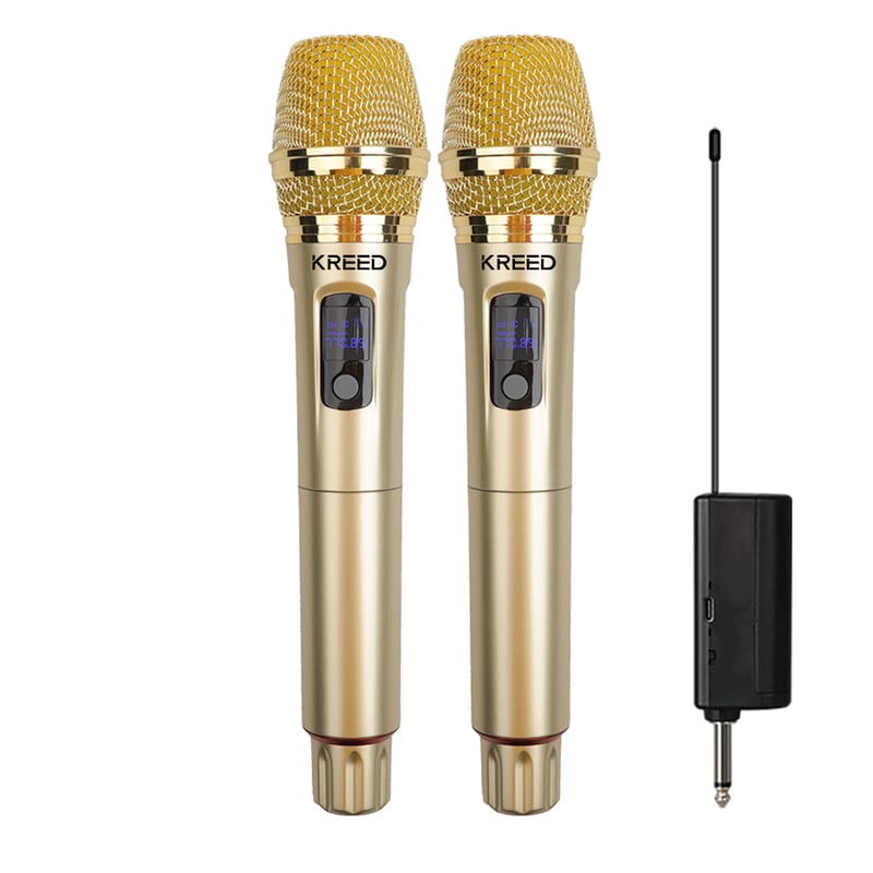 Micrófonos de mano Inalámbrico Recargable Dual G012 - Dorado KREED ...