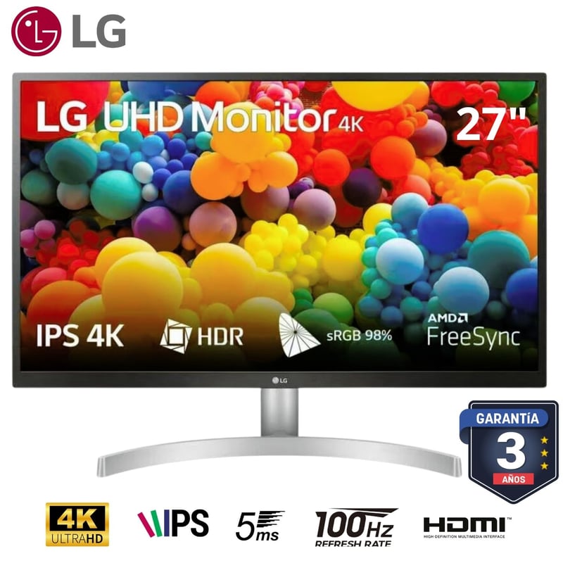 Monitor LG 27UL500-W 27Pulg IPS 4K UHD HDR HDMI 5MS 100HZ LG | falabella.com