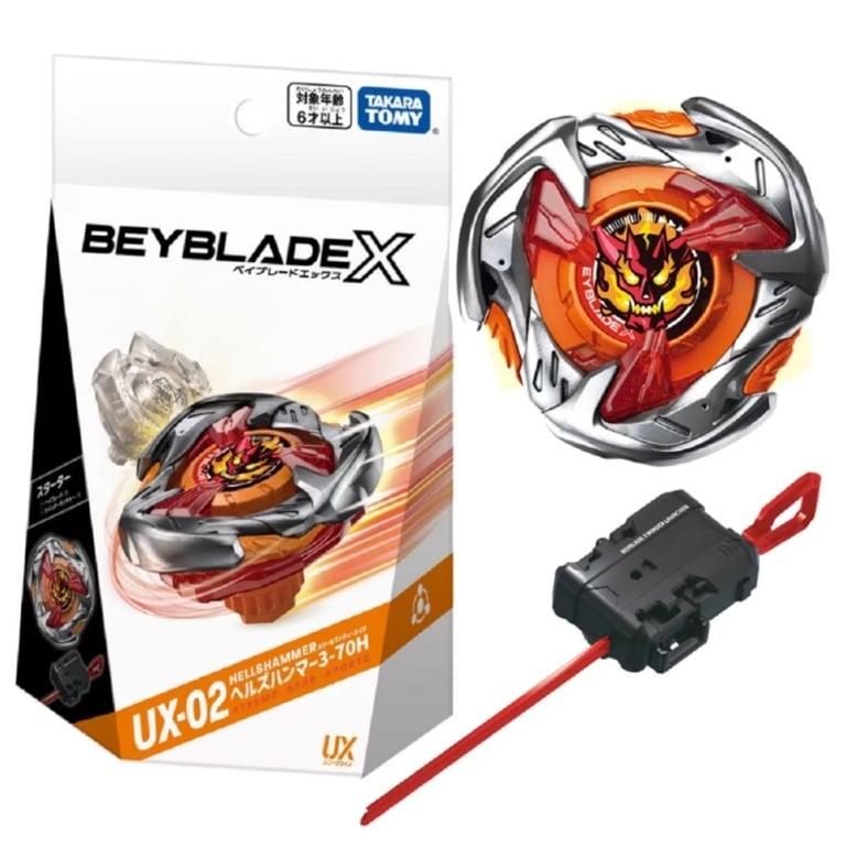 2024 Beyblade X Starter UX-02 Hells Hammer 3-70H con lanzador TAKARA TOMY | falabella.com