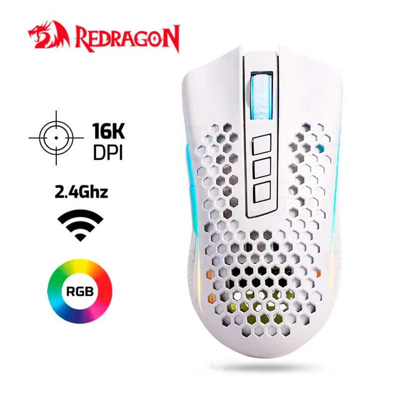 Mouse Redragon Storm Pro M808-Ks Inalambrico 16,000 Dpi Rgb Blanco ...