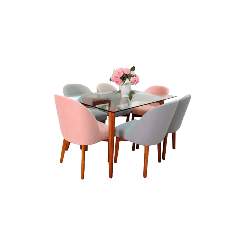 Comedor Doris - 6 sillas - Plata con Rosado AMOBLART | falabella.com