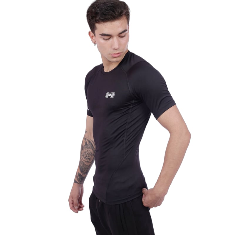 Polo Deportivo de Compresión Manga Corta Color Negro para Hombres_. M ...