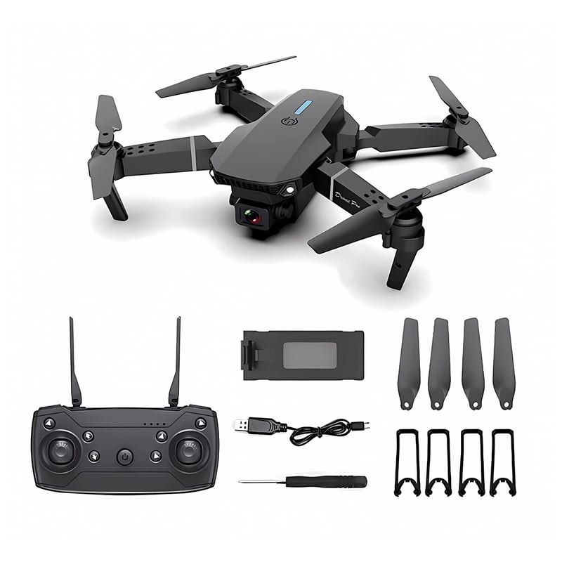 Dron Profesional E88 Pro RC 4K con Cámara Dual y Rotación Negro SASARU | falabella.com