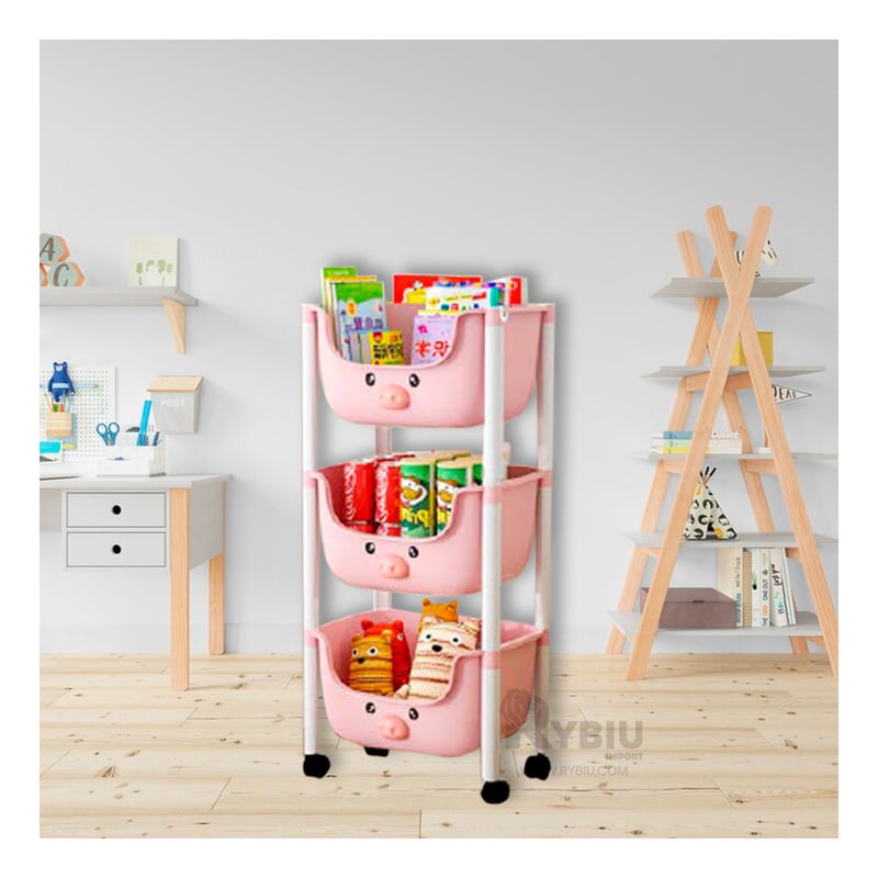 Organizador Kawaii de 3 Niveles con Diseño de Chancho Rosado GENERICO ...