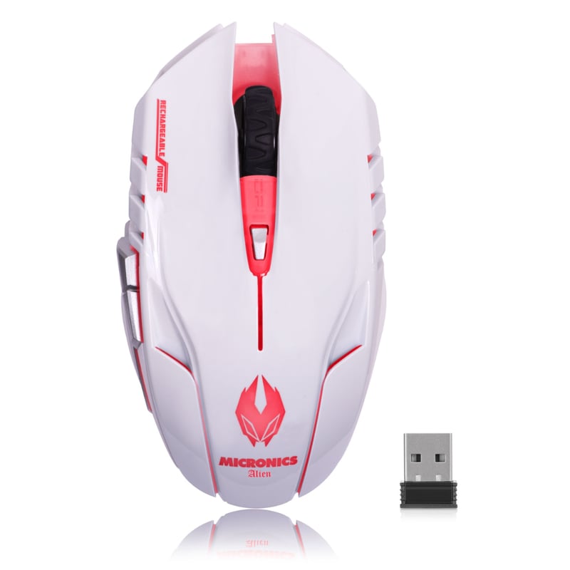 MOUSE GAMER INALAMBRICO ALIEN M834WL WIFI RECARGABLE MICRONICS BLANCO ...