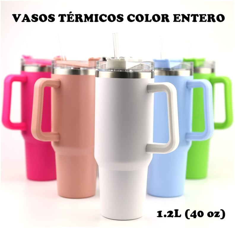 Vaso Térmico de Acero Inoxidable Portable 1200ml con Asa y Sorbete ...