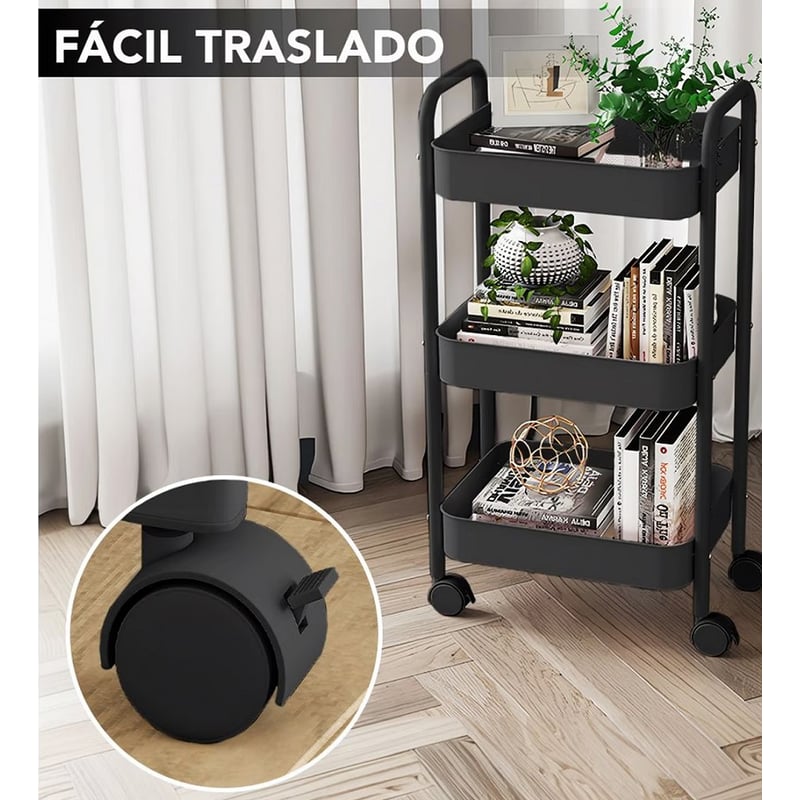 CARRITO ORGANIZADOR MULTIUSOS 4 NIVELES CON RUEDAS- NEGRO | Sodimac Perú