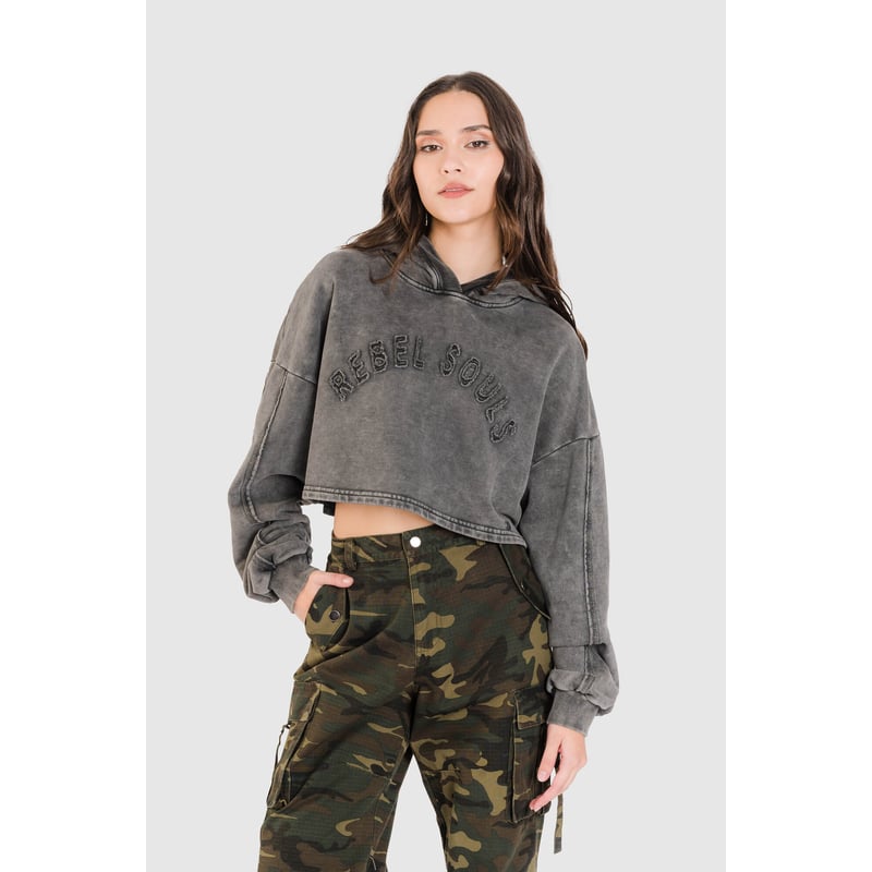 Polera Crop Straddy - Gris NOW | falabella.com