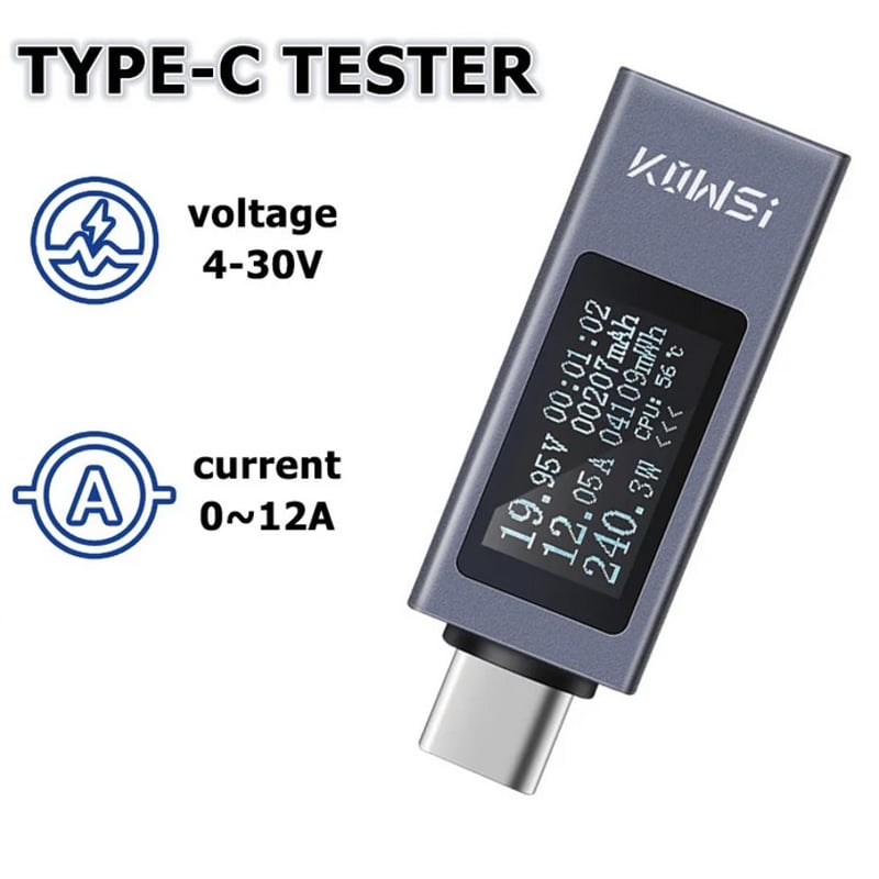 Probador de cables y cargadores tipo C - Muestra El Consumo Real ...