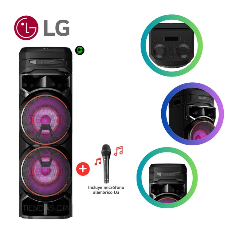 Torre de sonido LG XBOOM RNC9 Doble Woofer - Karaoke LG | falabella.com