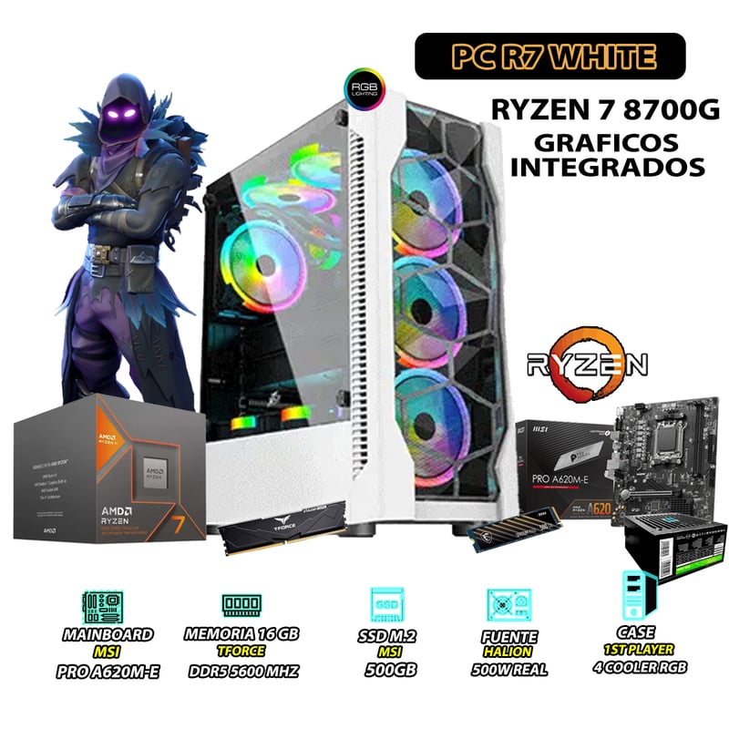 Computadora PC Ryzen 7 8700G RAM 16GB DISCO 500GB SSD CON GRAFICOS AMD ...