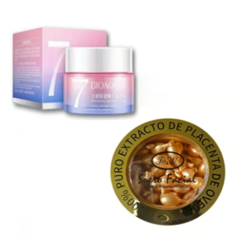 PACK CREMA HIDRATANTE V7 BIOAQUA Y SUERO FACIAL PLACENTA DE OVEJA BIOAQUA | falabella.com