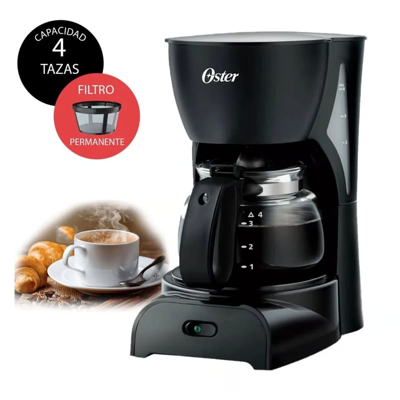 Cafetera para 4 Tazas Jarra de Vidrio Negro OSTER | falabella.com