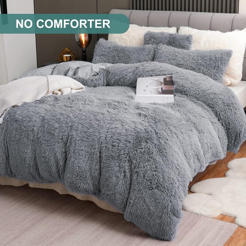 EDREDÓN PIEL DE OSO 2 FUNDAS DE ALMOHADA QUEEN GRIS GENERICO ...