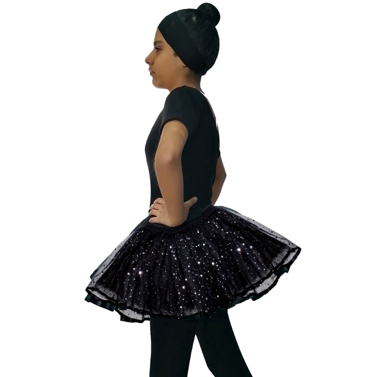 Ballet Traje Conjunto Manga Corta Tutú Dos Capas - Negro PREMIUM GIFT ...