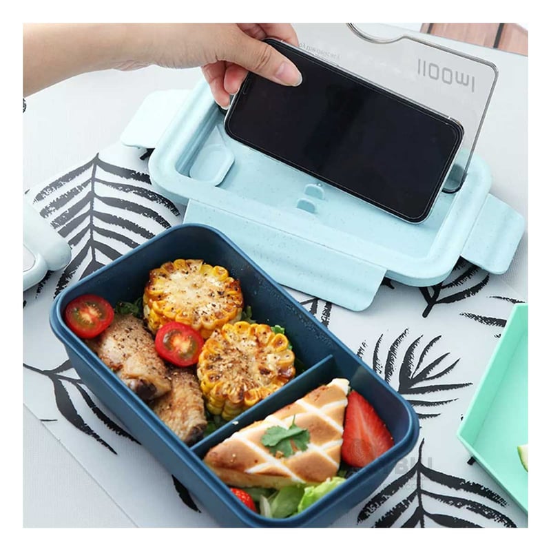 Taper Lunch Box de 1100 ml con Cubiertos en Tono Azul RYBIU IMPORT ...