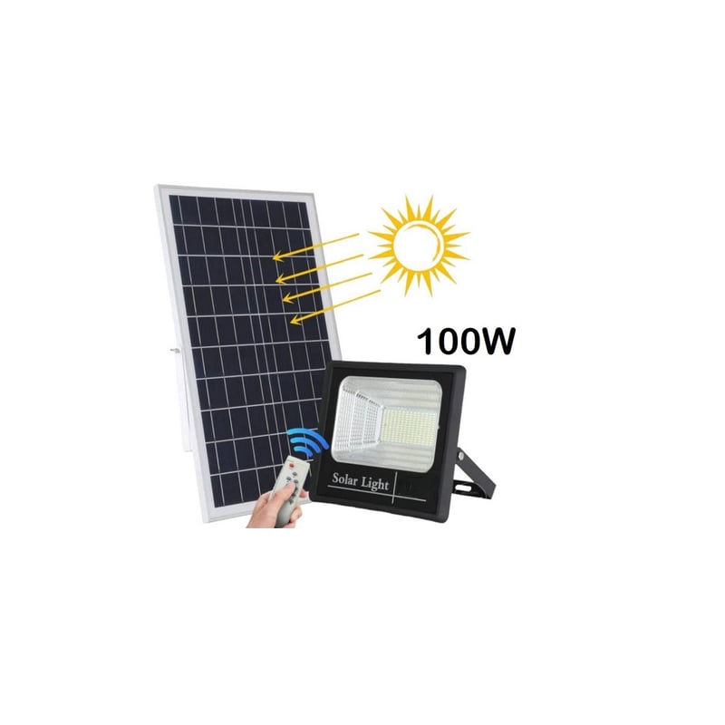 Reflector Solar Led con Panel Solar 100Watts Exteriores SQAB100W ...