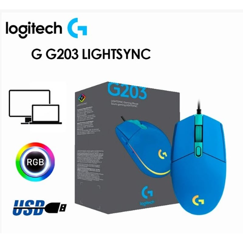 Mouse Logitech G203 Lightsync - Azul LOGITECH | falabella.com
