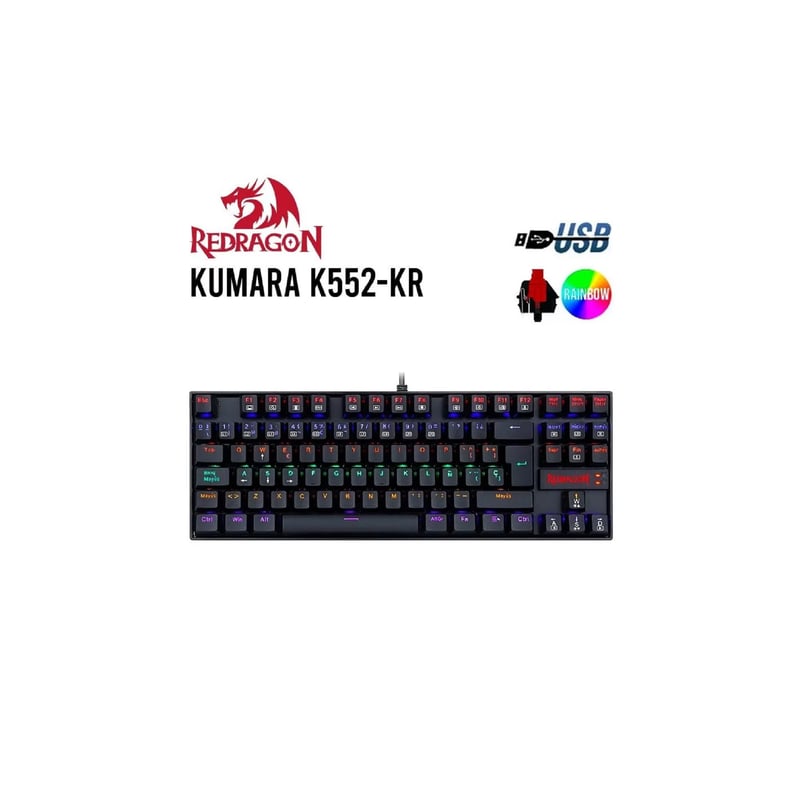 Teclado Mecánico Redragon Kumara Rainbow K552-KR SP Black Red Switch ...