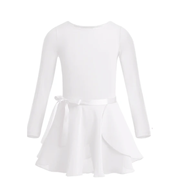 CONJUNTO TRAJE DE BALLET CON FALDA ENVOLVENTE MANGA LARGA- BLANCO ...
